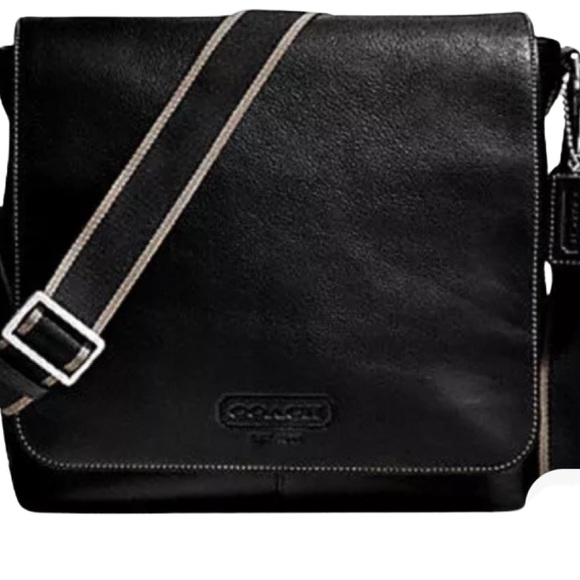 Coach | Bags | Coach Leather Map Bag In Blackcrossbody Messenger Bag ...